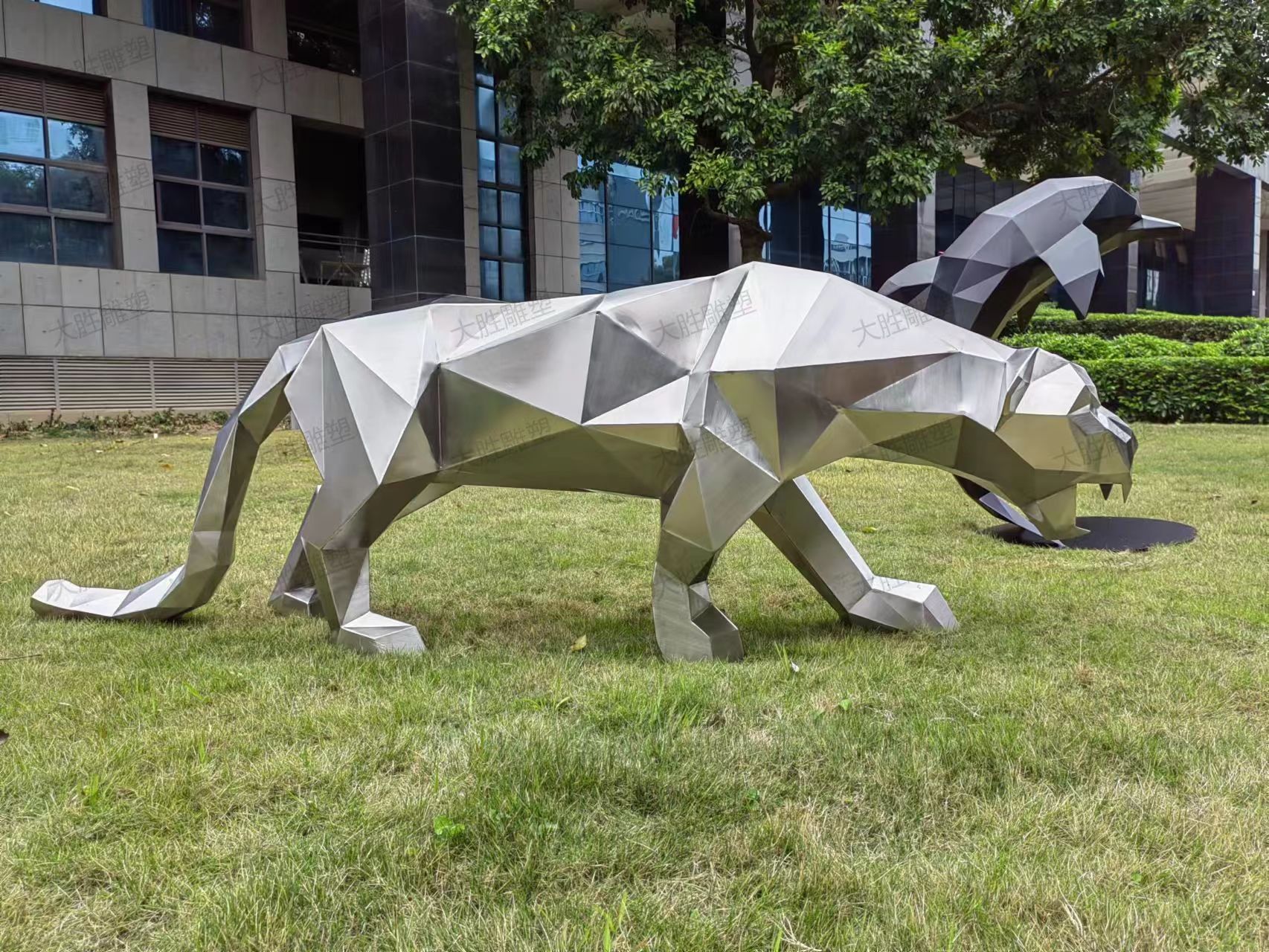 Stainless Steel Block Cheetah Sculpture - Metal Sculpture Specialist