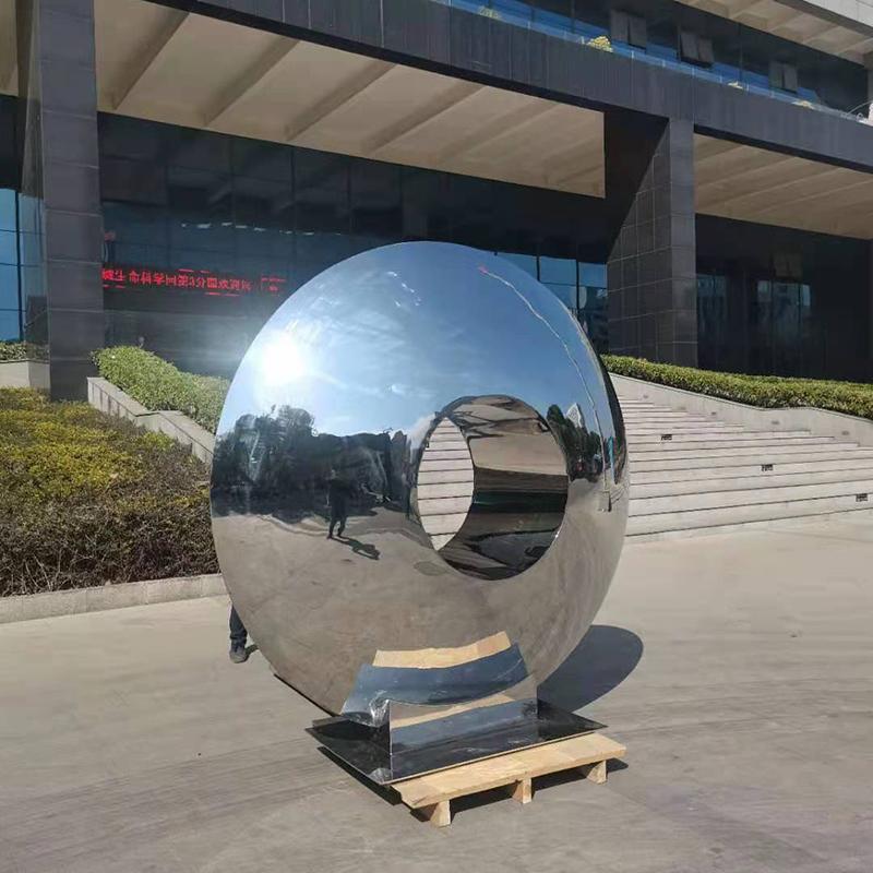 Outdoor stainless steel round sculpture - Metal Sculpture Specialist