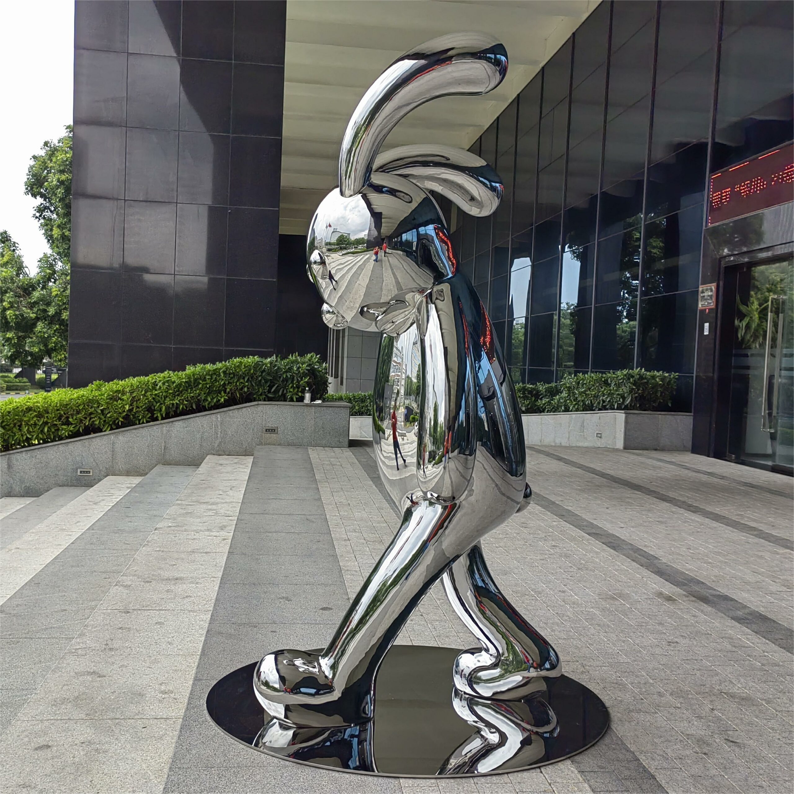 Stainless Steel Sculpture "Walking Rabbit" - Metal Sculpture Specialist