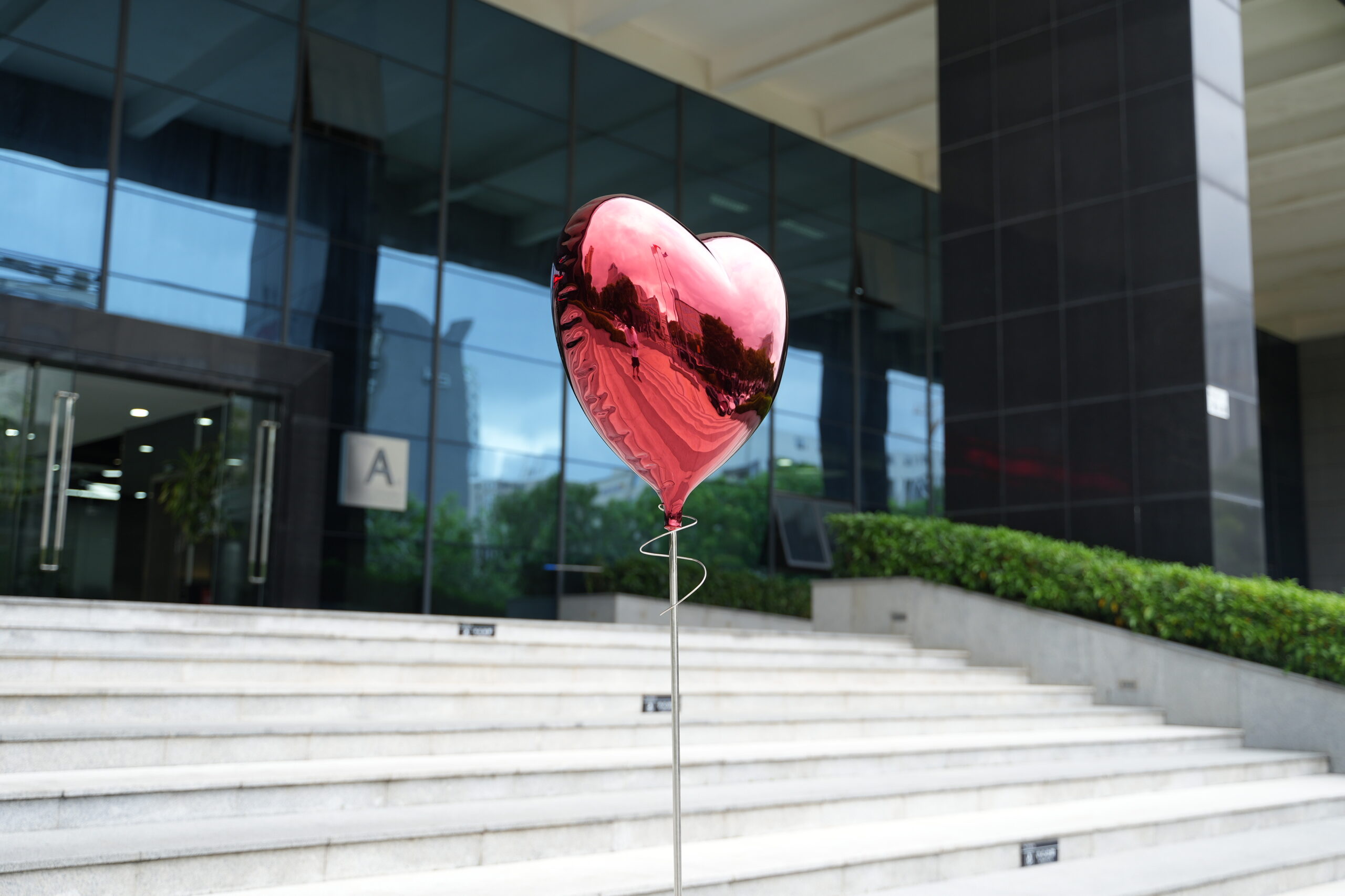 Stainless steel red love sculpture - Metal Sculpture Specialist