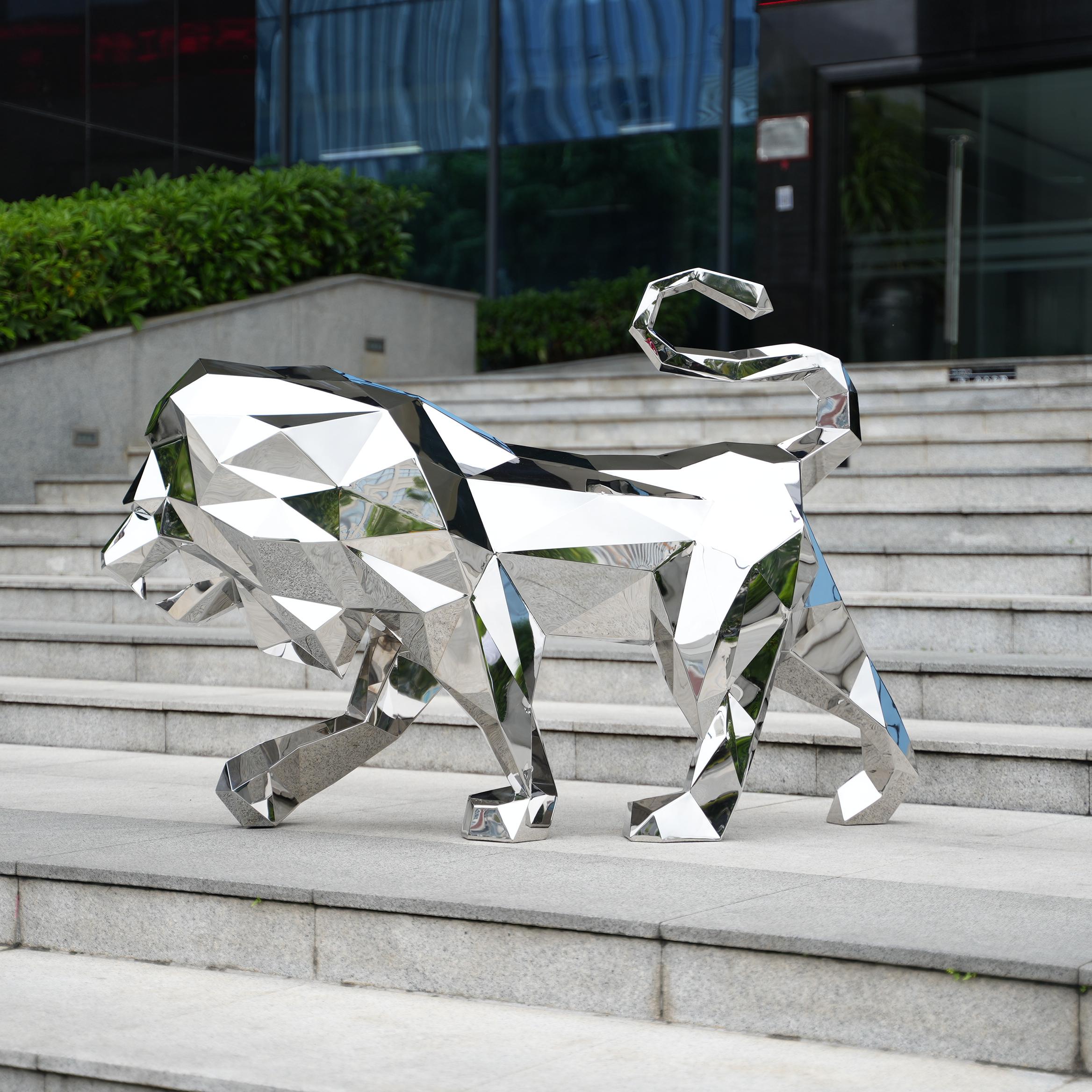 Stainless Steel Lion Sculpture - Metal Sculpture Specialist