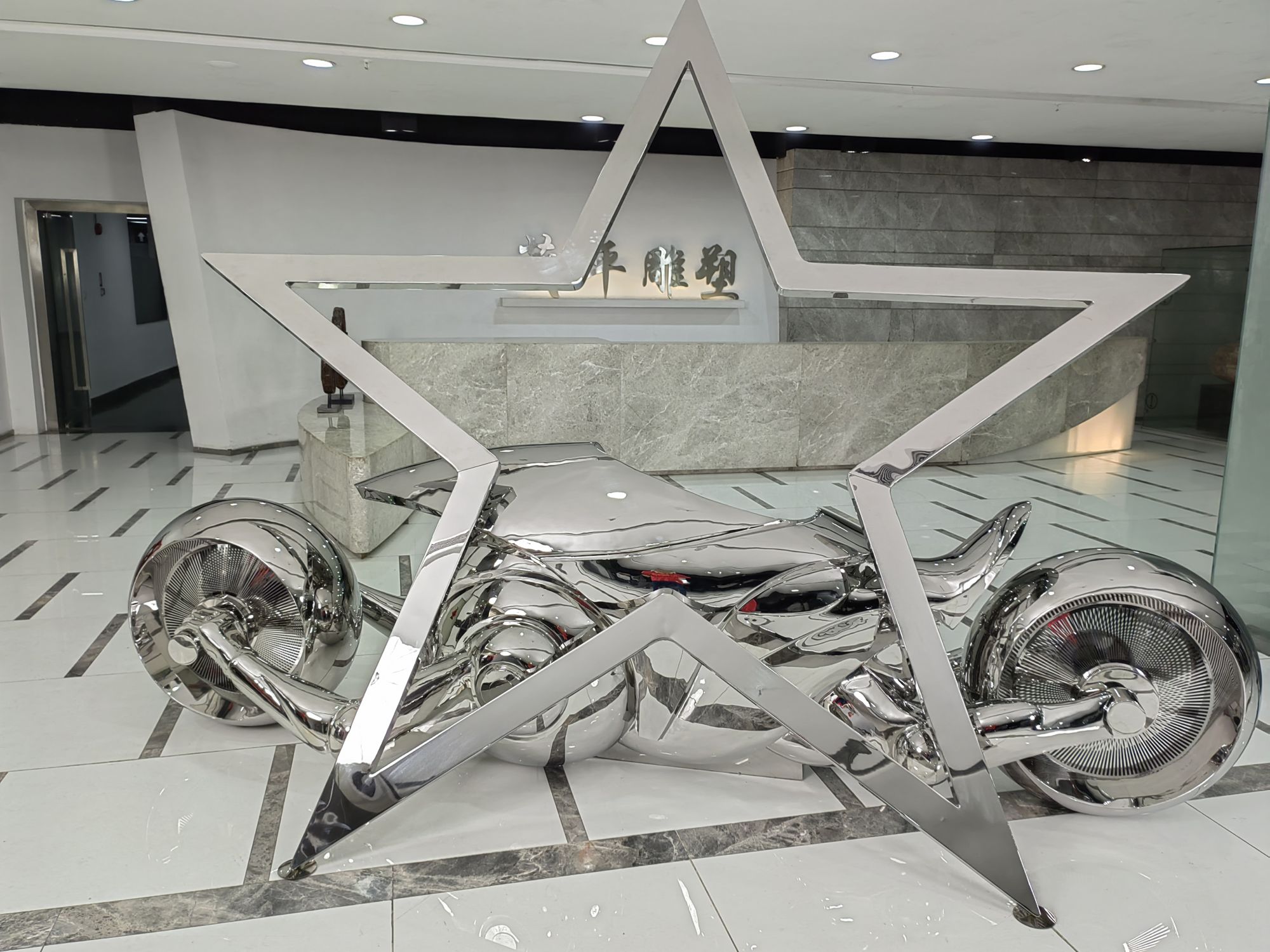 Stainless Steel Motorcycle Sculpture - Metal Sculpture Specialist