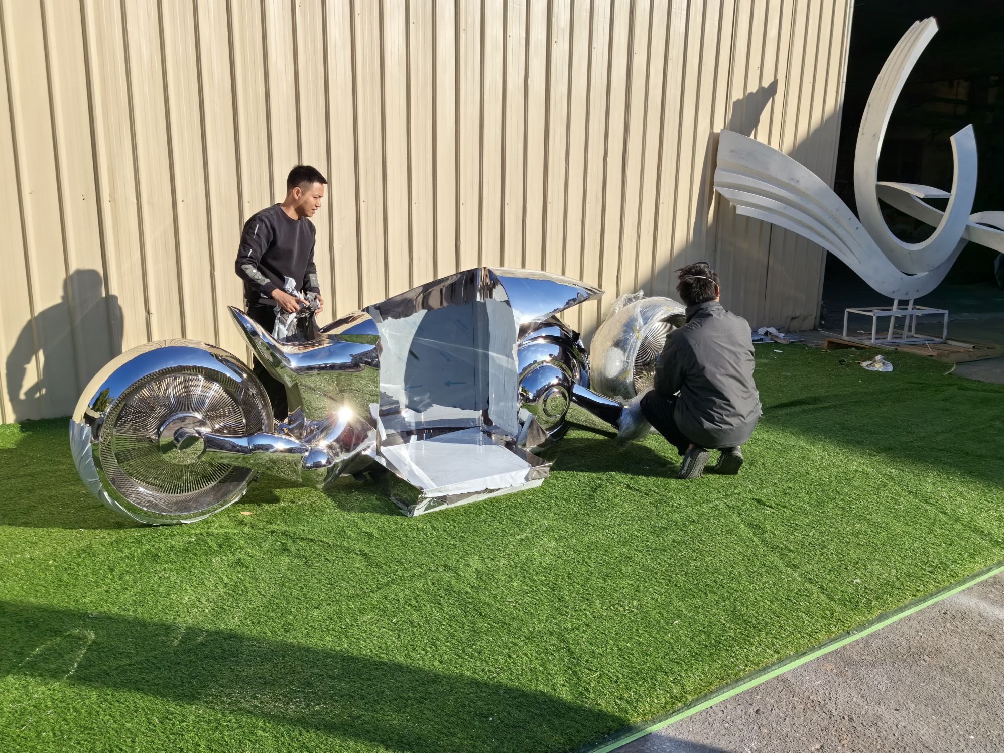 Stainless Steel Motorcycle Sculpture - Metal Sculpture Specialist