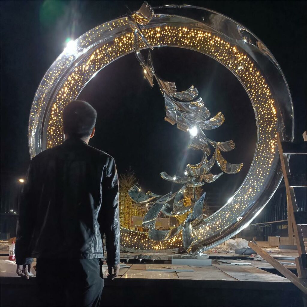 Stainless Steel Circle Sculpture"The Rhythm of Flight" - Metal ...