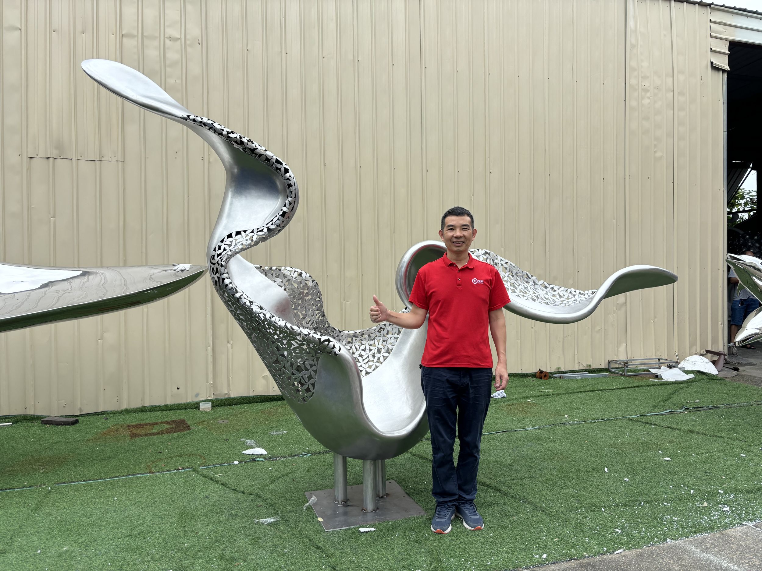 Brushed Stainless Steel Ribbon Sculpture - Metal Sculpture Specialist