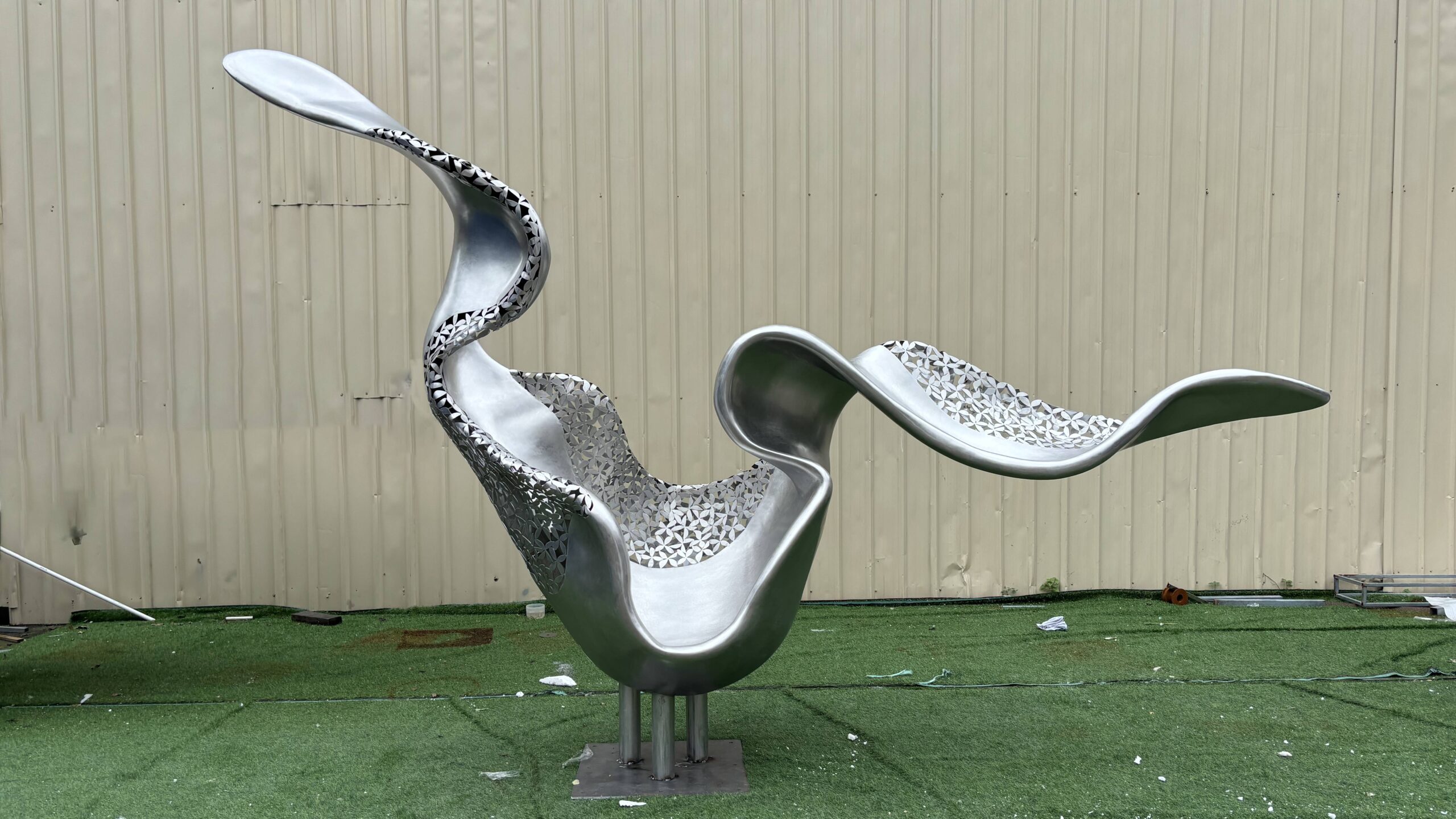 Brushed Stainless Steel Ribbon Sculpture - Metal Sculpture Specialist