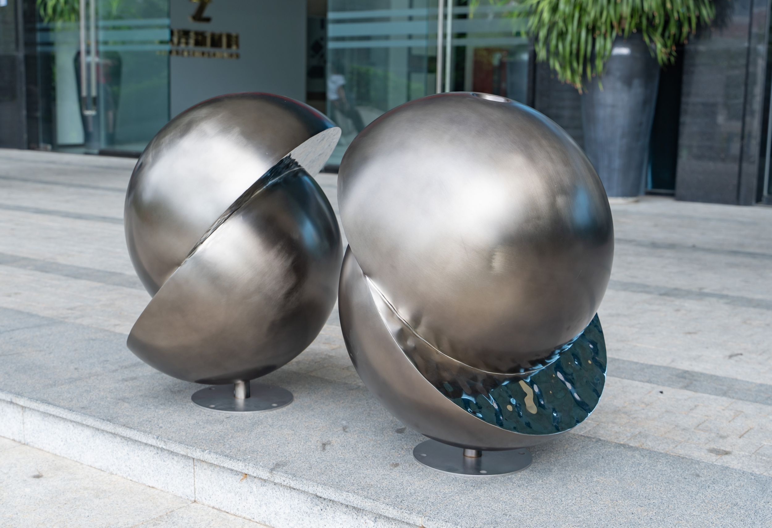 60CM diameter 304 stainless steel creative ball sculpture - Metal ...
