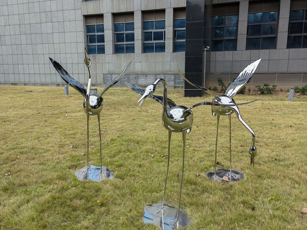 Stainless Steel Crane Sculpture - Metal Sculpture Specialist