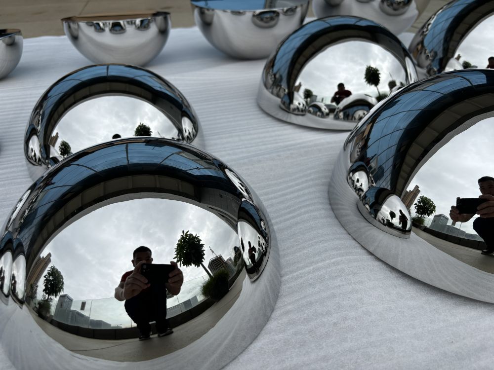 304 stainless steel hemisphere sculpture - Metal Sculpture Specialist